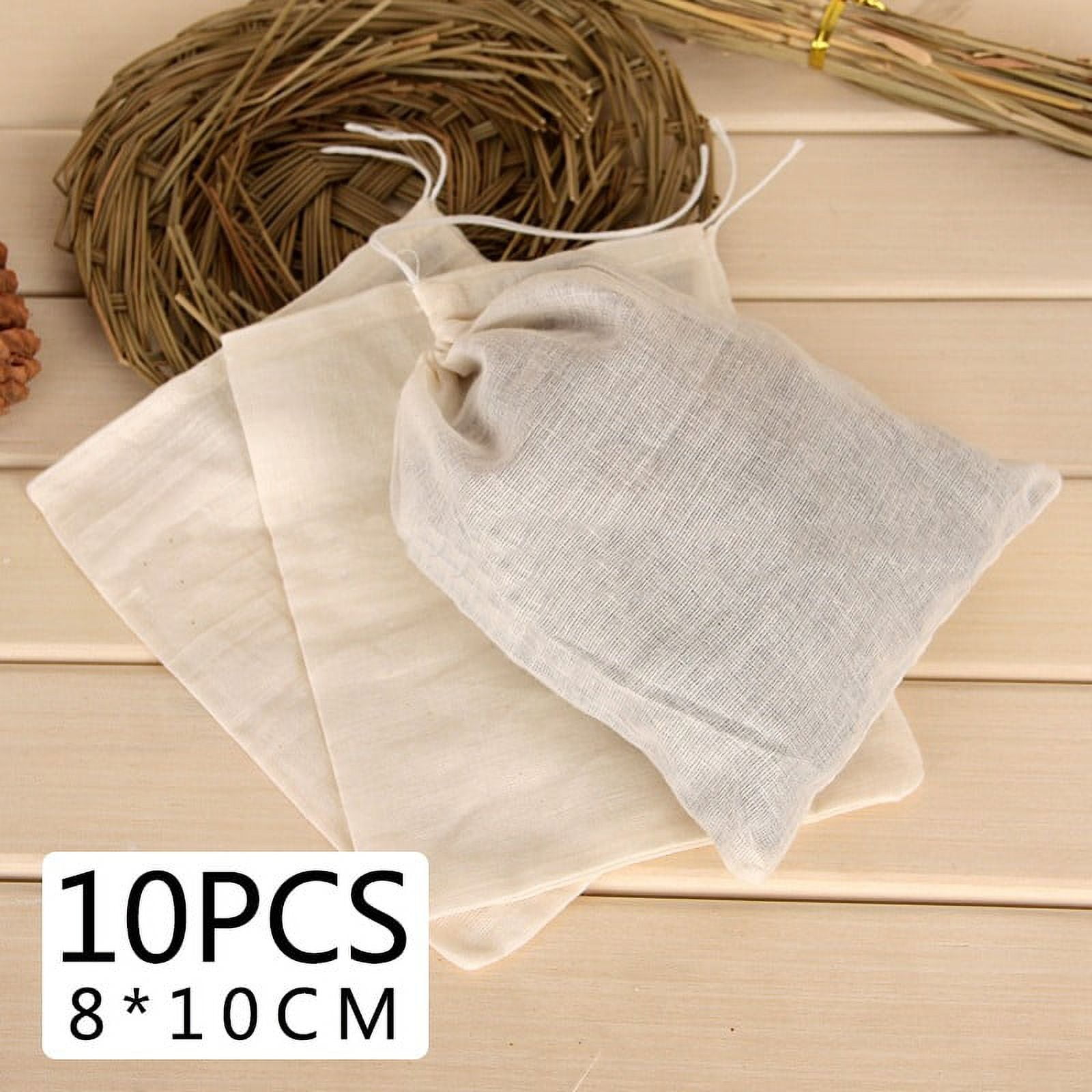 10X Cotton Muslin Drawstring Empty Filter Bag for Tea Separate Spice ...