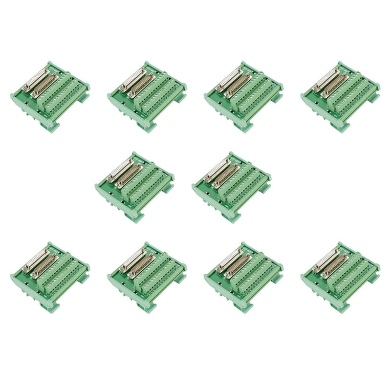 10X DB25 DIN Rail Mount Interface Module Male/Female Connector Breakout ...