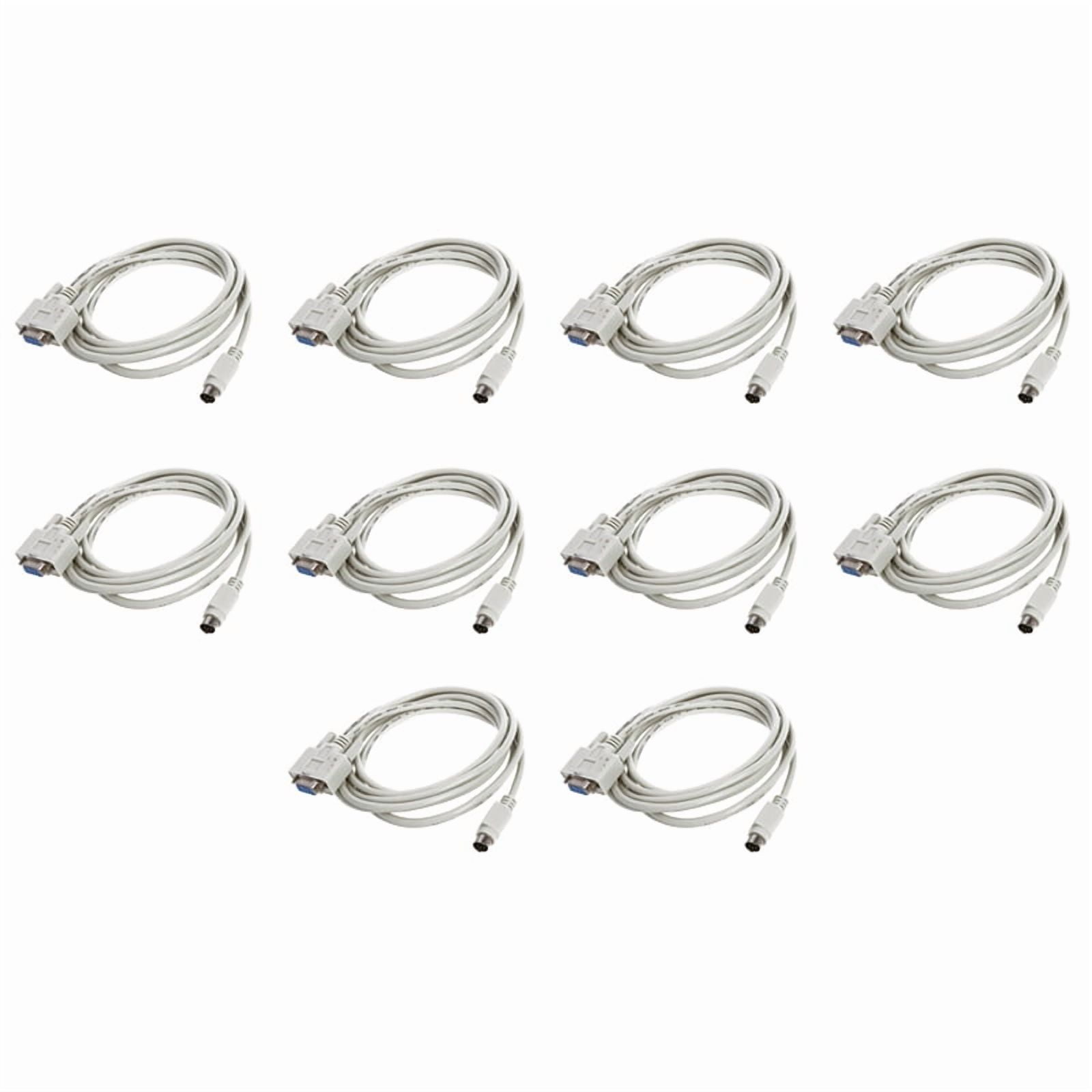 10X DB9P to 8P Mini Din RS232 Download Cable White 8.2 Ft for PLC -EH,10 x RS232 Serial PLC ...