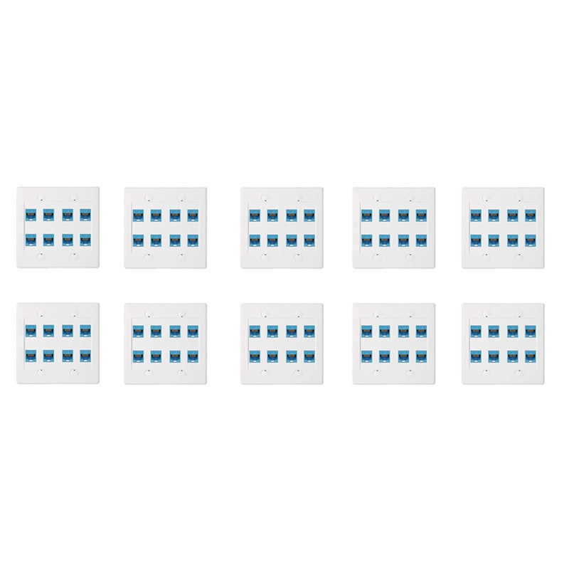 10X Ethernet Wall Plate 8 Port - Double Gang Cat6 RJ45 Jack Network ...