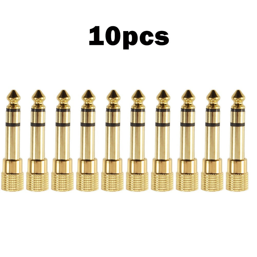 10X Gold Plated 6.35mm Jack Plug to 3.5mm Male Stereo Socket Adapter ...
