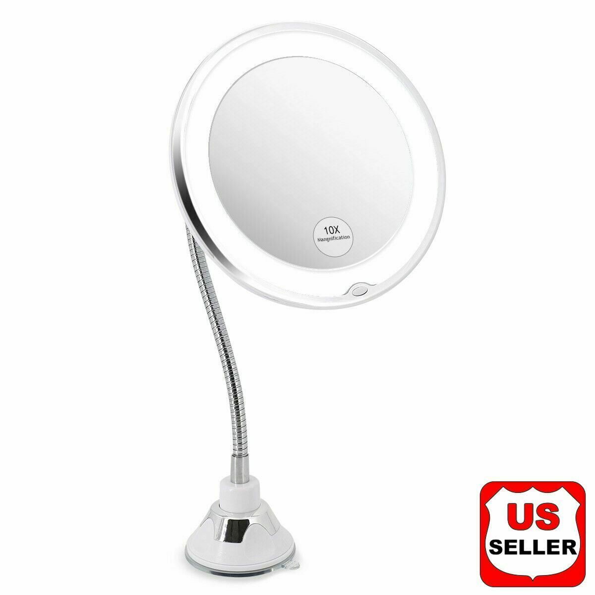 Glam Hobby 10X Lighted Makeup Mirror, LED Vanity, Flexible Gooseneck ...