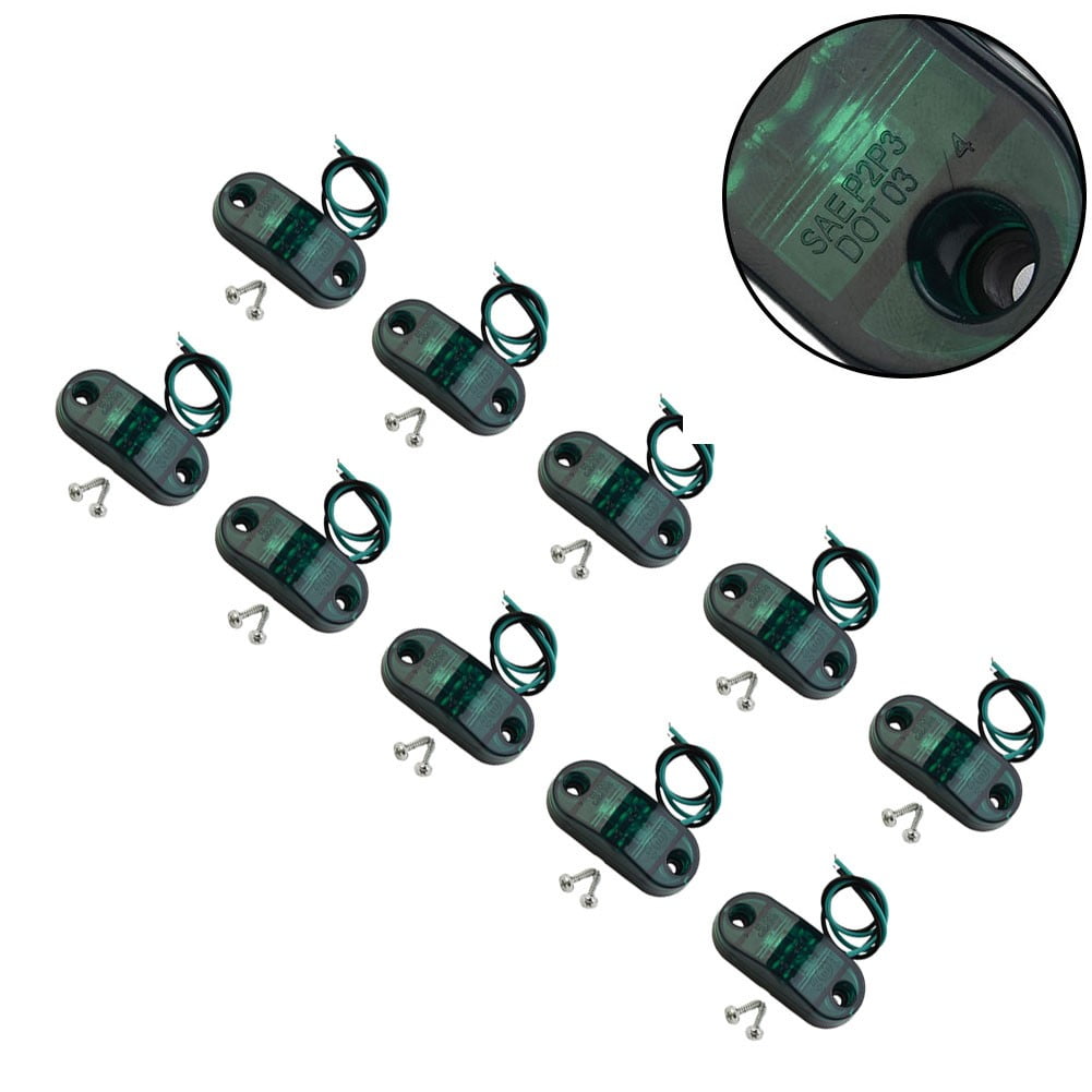 10X Green LED Side Marker Light Blinker for Truck Trailer Van ...