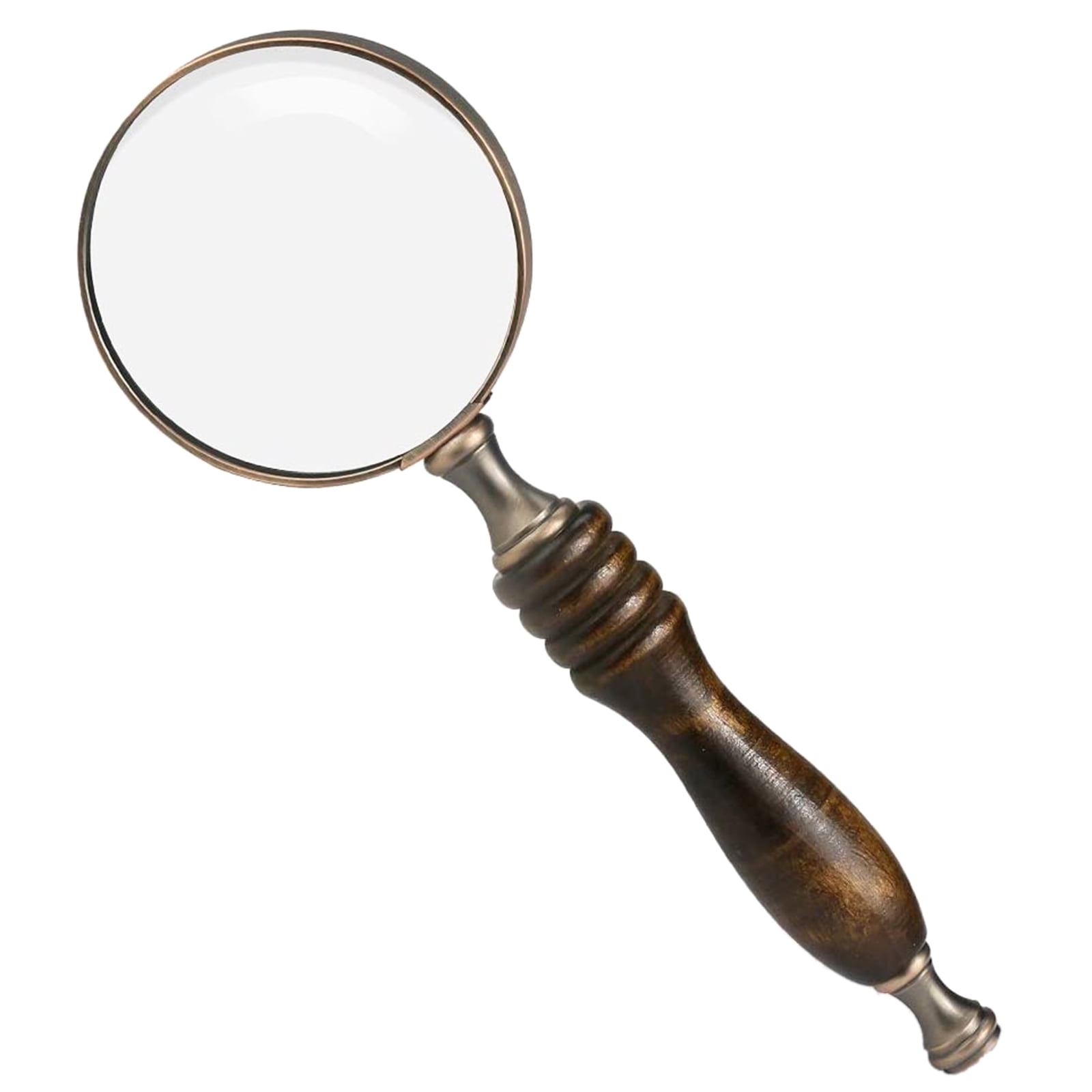 10X Handheld Magnifying Glass Antique Wooden Handle Magnifier Glass for ...