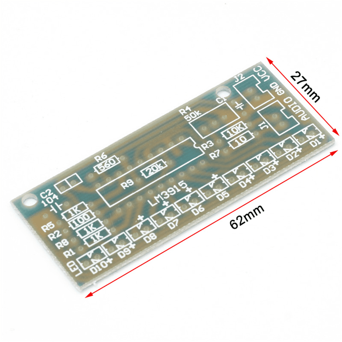 10X LM3915 Audio Level Indicator DIY Kit 10 LED Sound Audio Spectrum ...