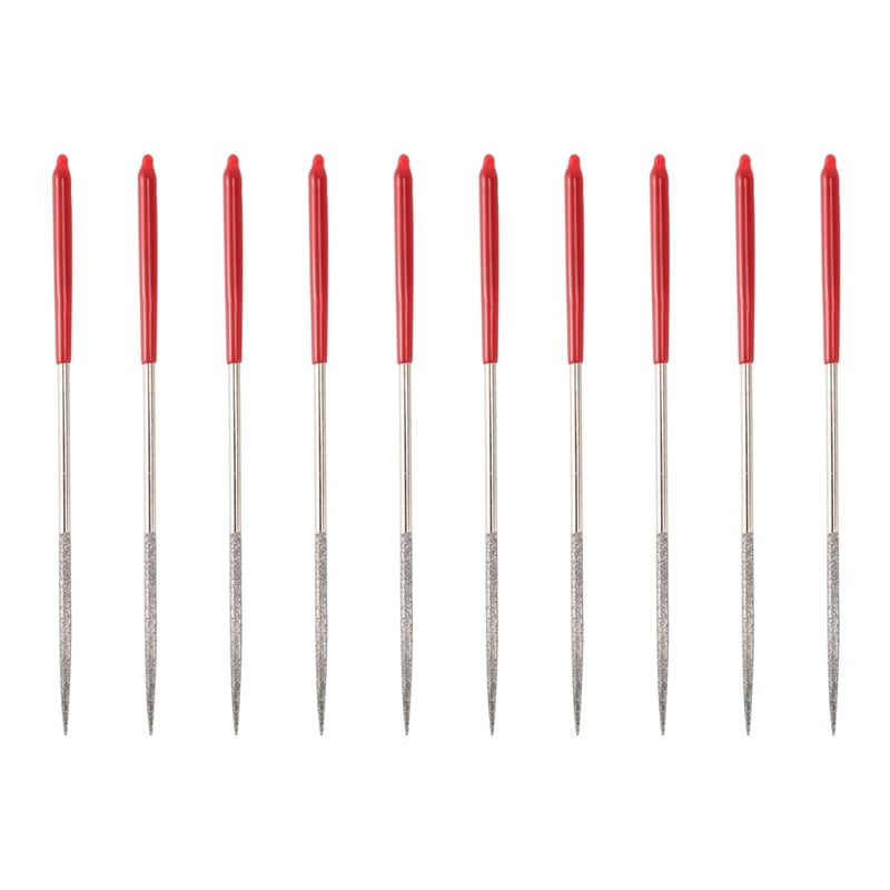 10X Lapidary Round Rat Tail Diamond Files 3mm X 140mm Silver Tone Red ...