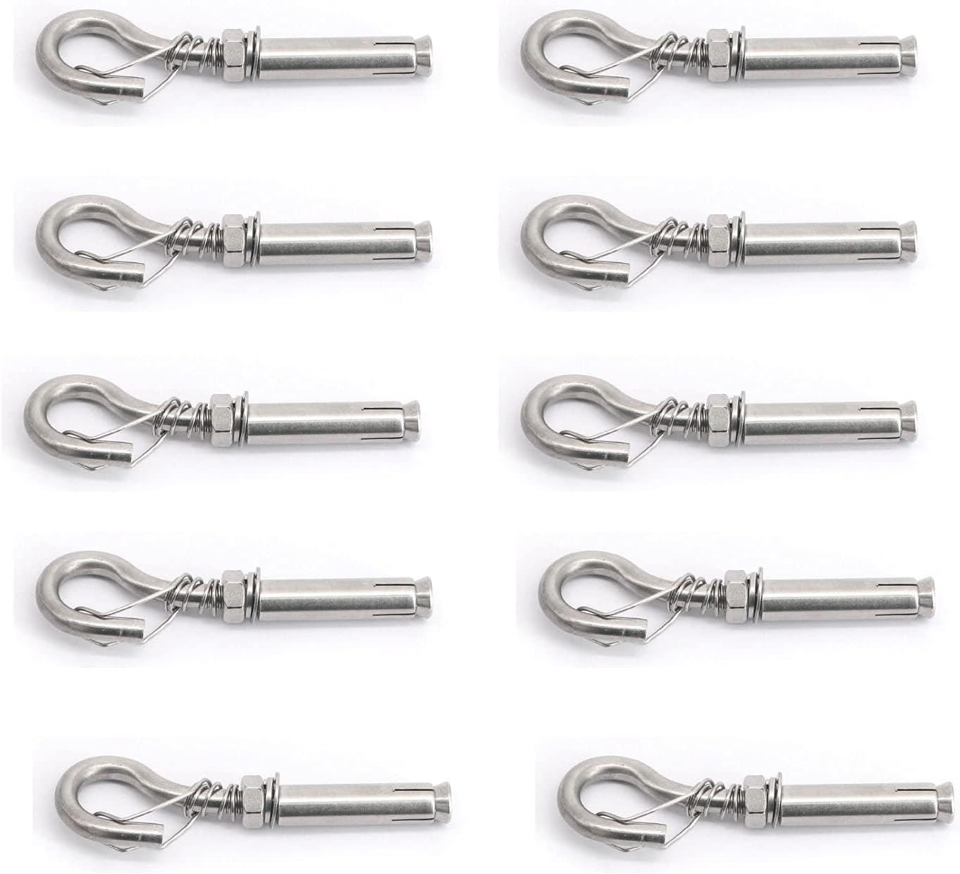 10X M10 Expansion Screw Bolts Spring-Closed Hook 304 Stainless Steel ...
