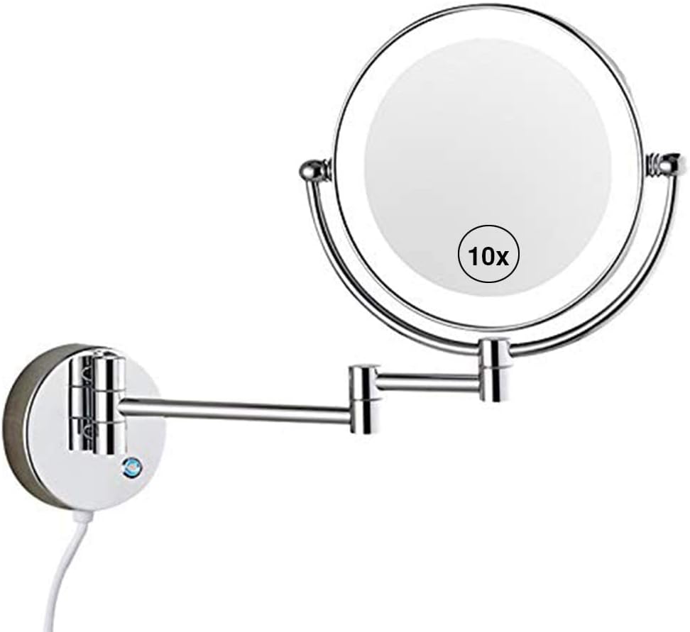 10X Magnification LED Lighted Wall Mount Makeup Mirror, Two-Sided ...