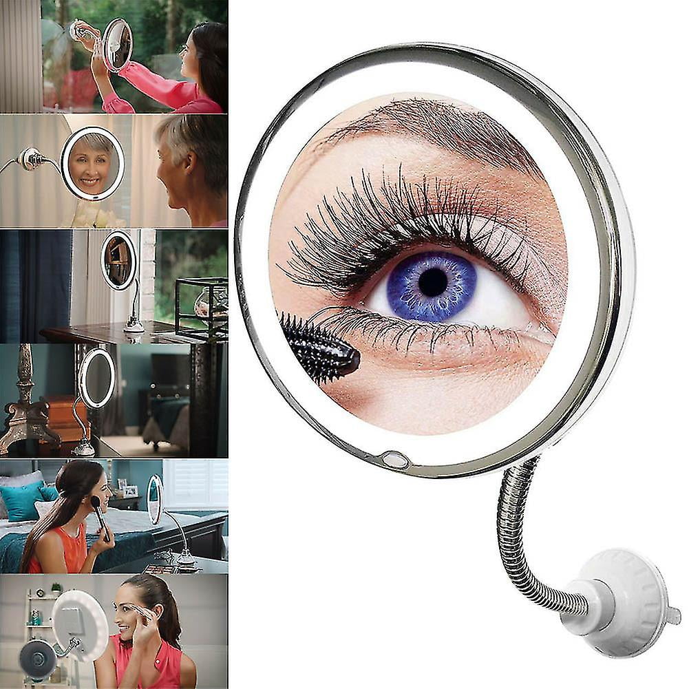 Compact Travel Mirror with Flexible Gooseneck, Battery Operated ...