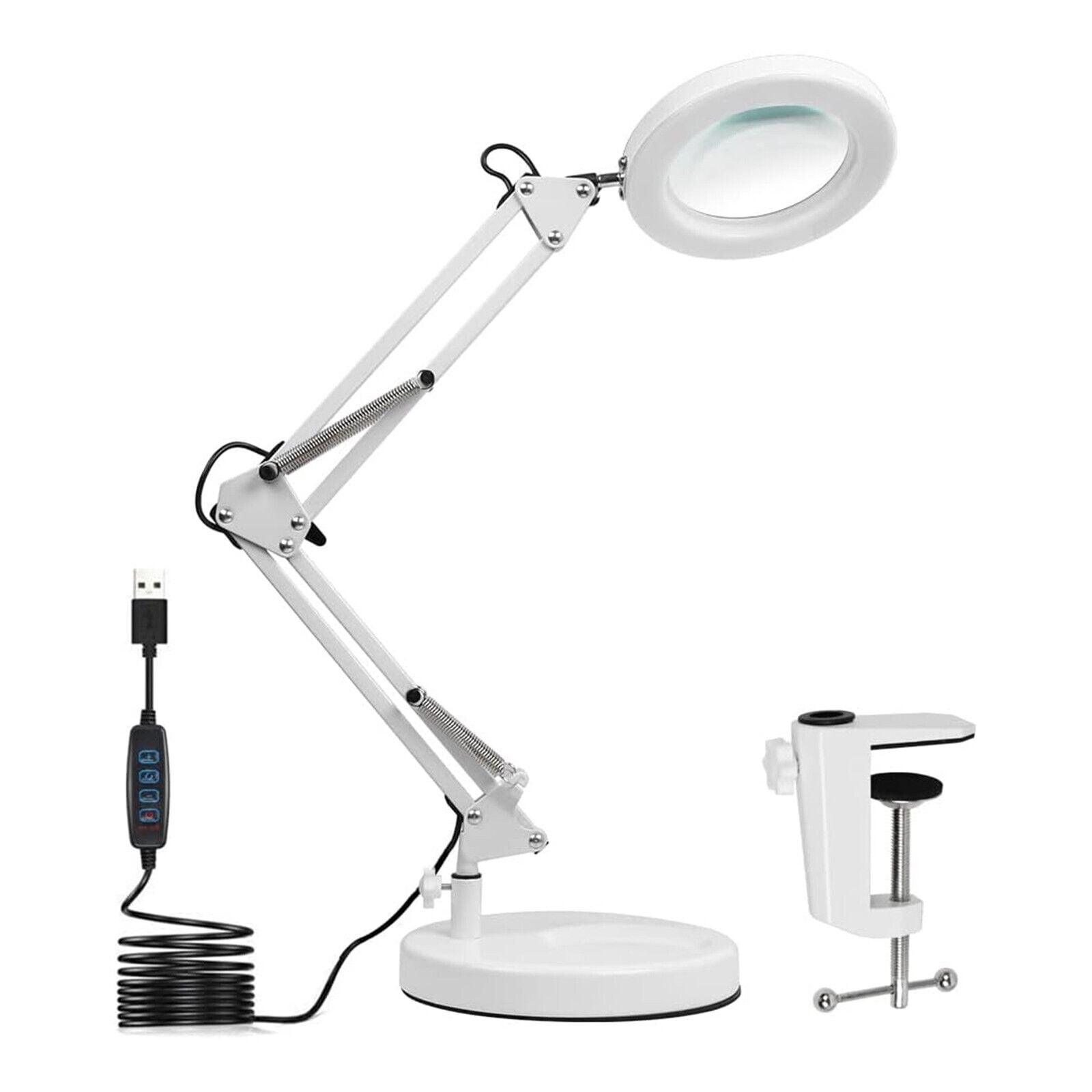 Duulaya 10X Magnification, LED Desk Light with Adjustable Base Reading ...