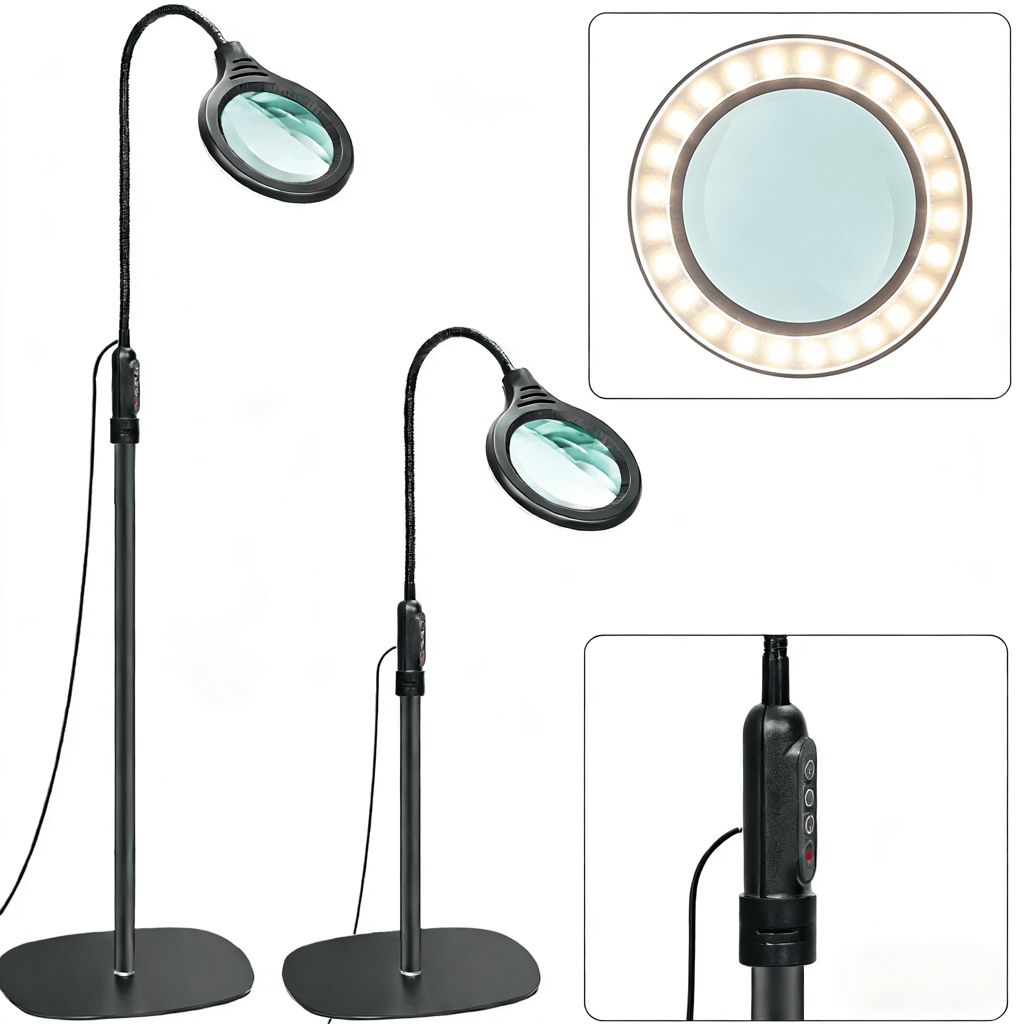 10X Magnifying Glass Floor Lamp With Flexible Gooseneck For Reading ...