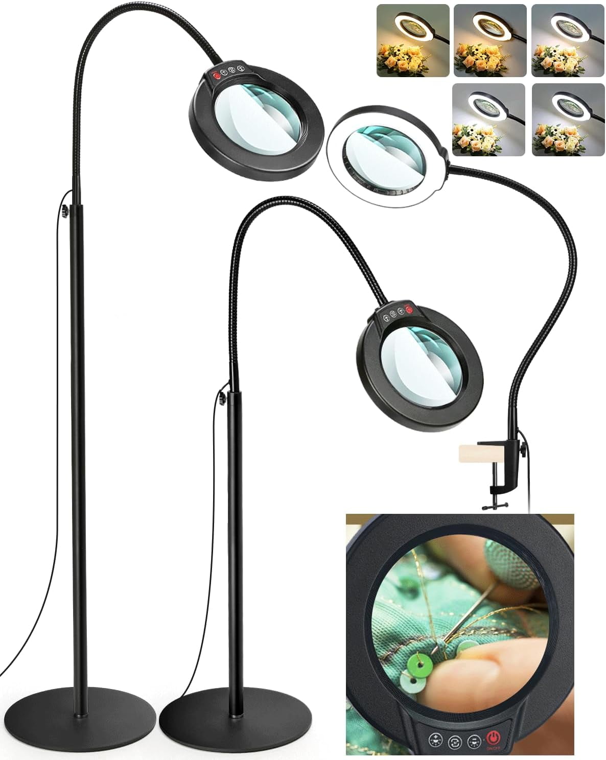 10X Magnifying Glass with Light and Stand, 3-in-1 LED 5 Color Modes ...