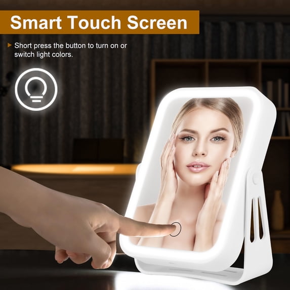 10X Magnifying LED Lighted Makeup Mirror 3 Light Modes Touch Sensor USB ...