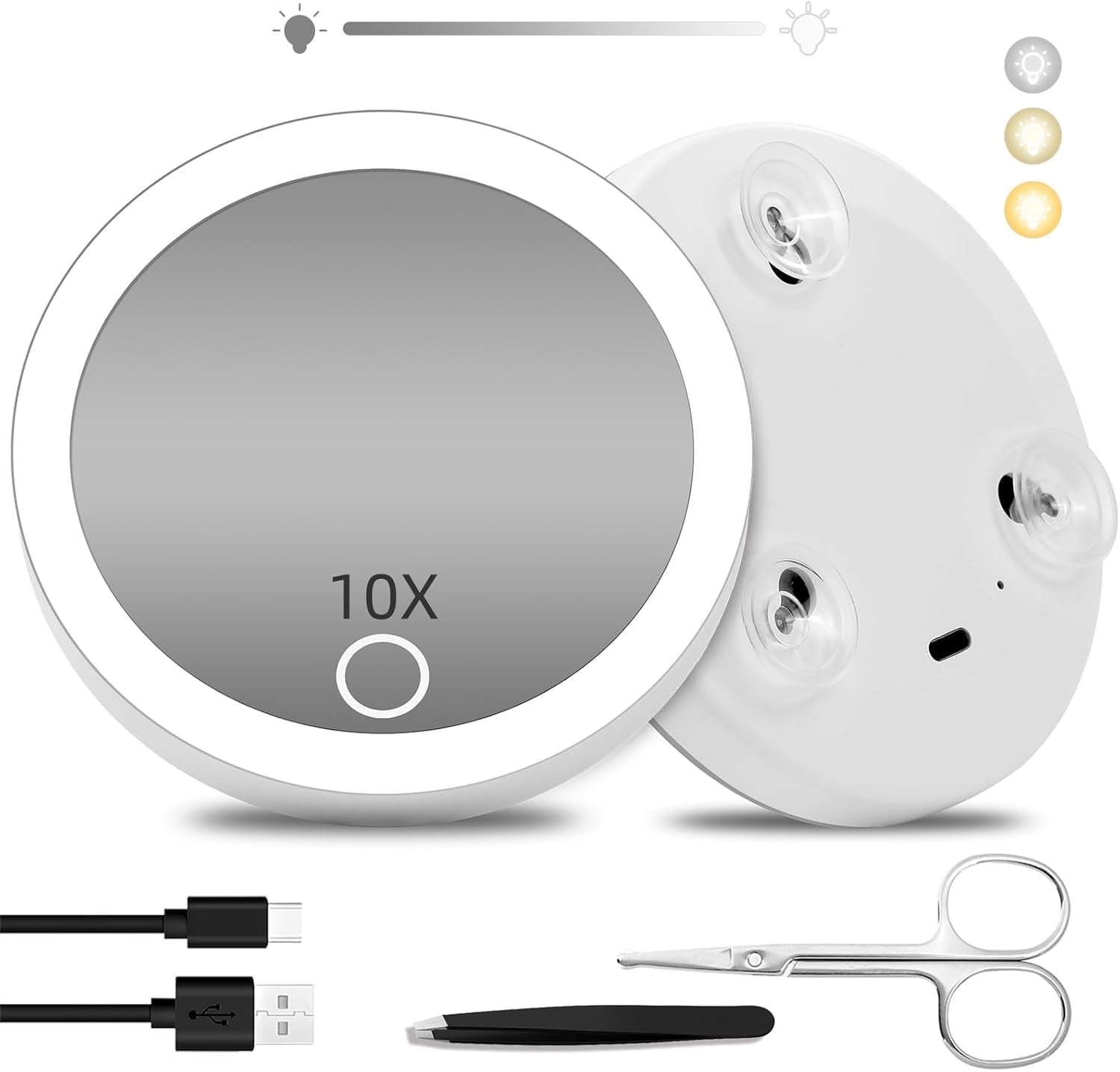 10X Magnifying Mirror with Lights, 4 inch Makeup Magnified Mirror 10X ...