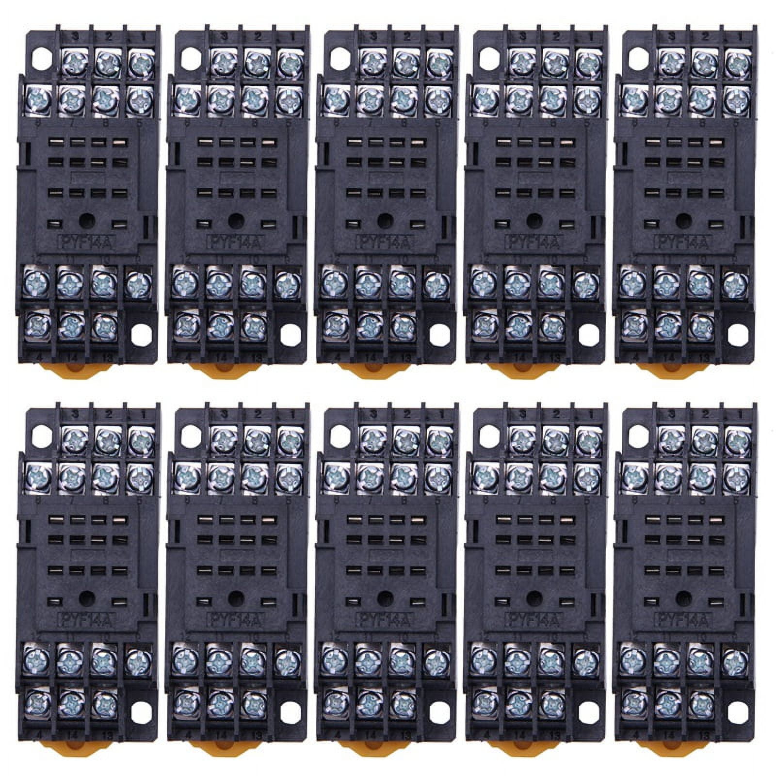 10X PYF14A DIN Rail Power Relay Socket Base 14 Pin for MY4NJ HH54P MY4 ...