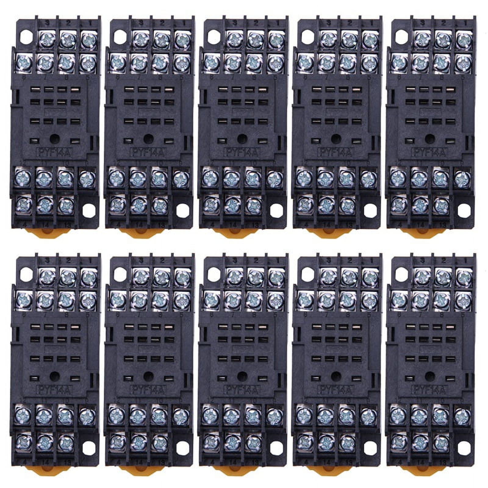 10X PYF14A DIN Rail Power Relay Socket Base 14 Pin for MY4NJ HH54P MY4 ...