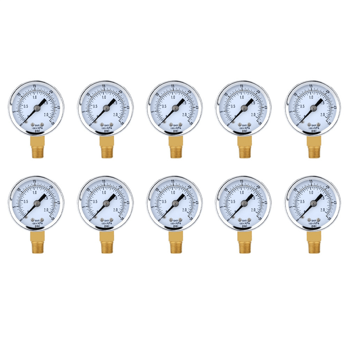 10X Pressure Gauge - 0 - 30 Psi 0 - 2 Bar Mini Dial Gauge Compressor ...