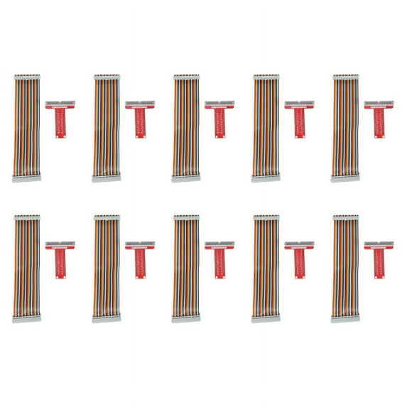 10X RPi GPIO Breakout Expansion Board + Ribbon Cable + Assembled T Type ...