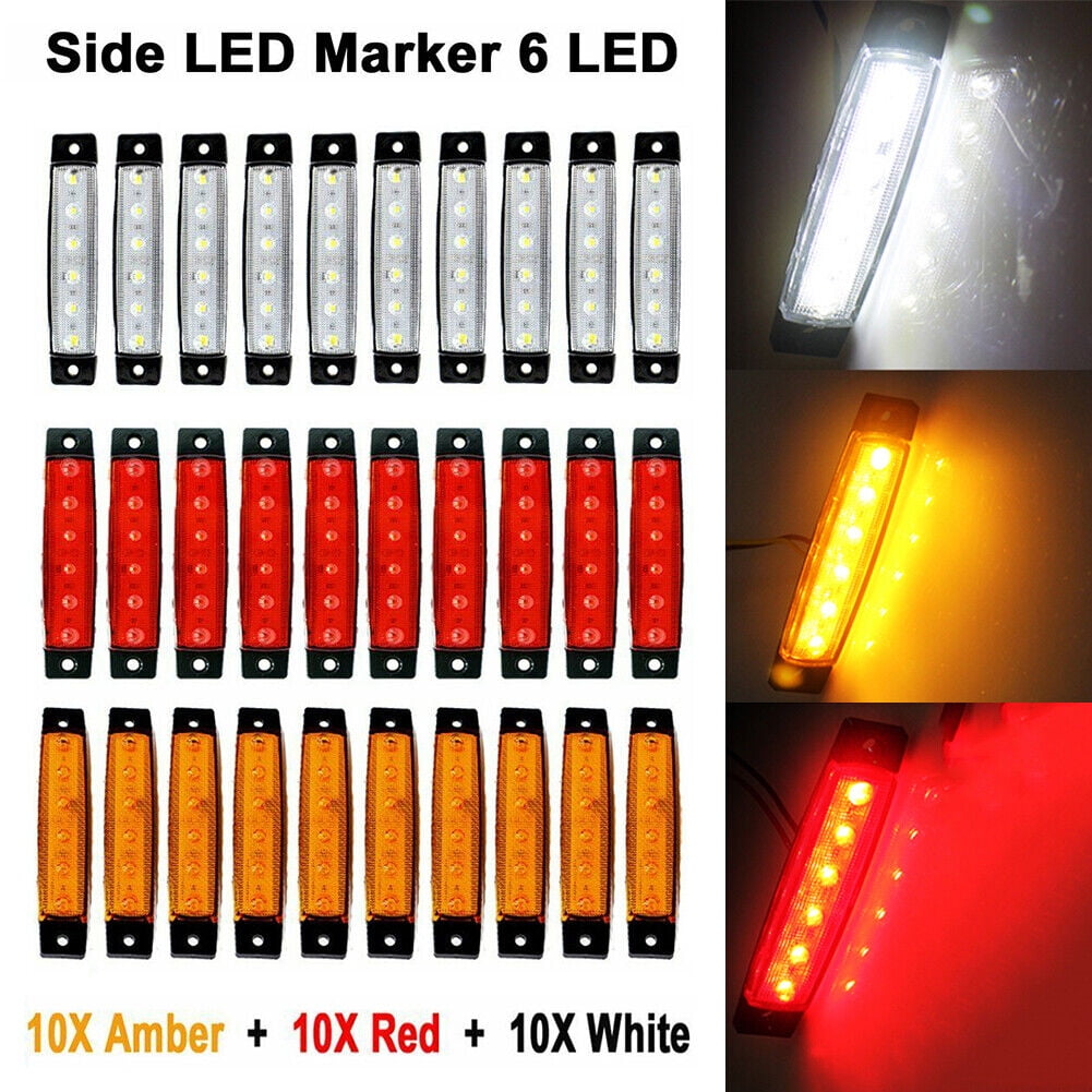 10X Red 10X Amber 10X White 6 SMD 12V Side Truck Trailer LED Marker ...