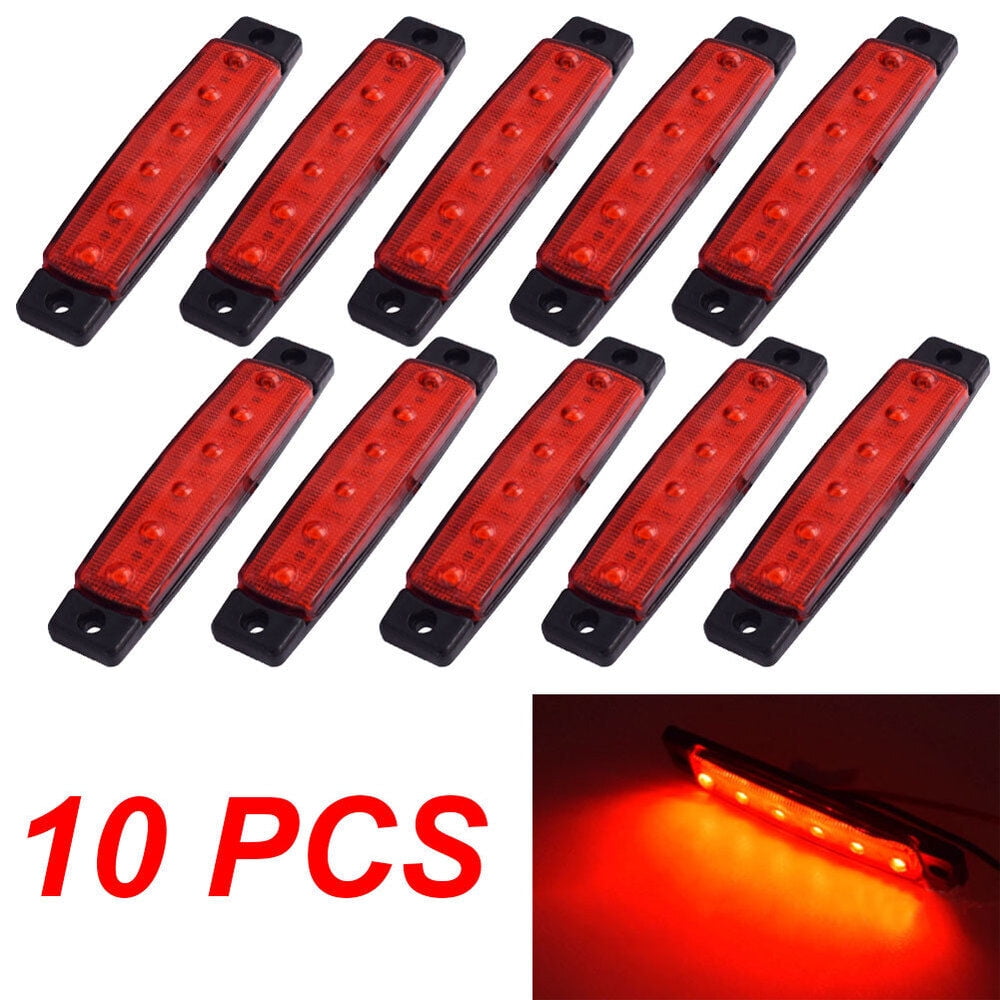 10X Red 6LED Side Marker Indicators Light Truck Trailer Lorry RV ...