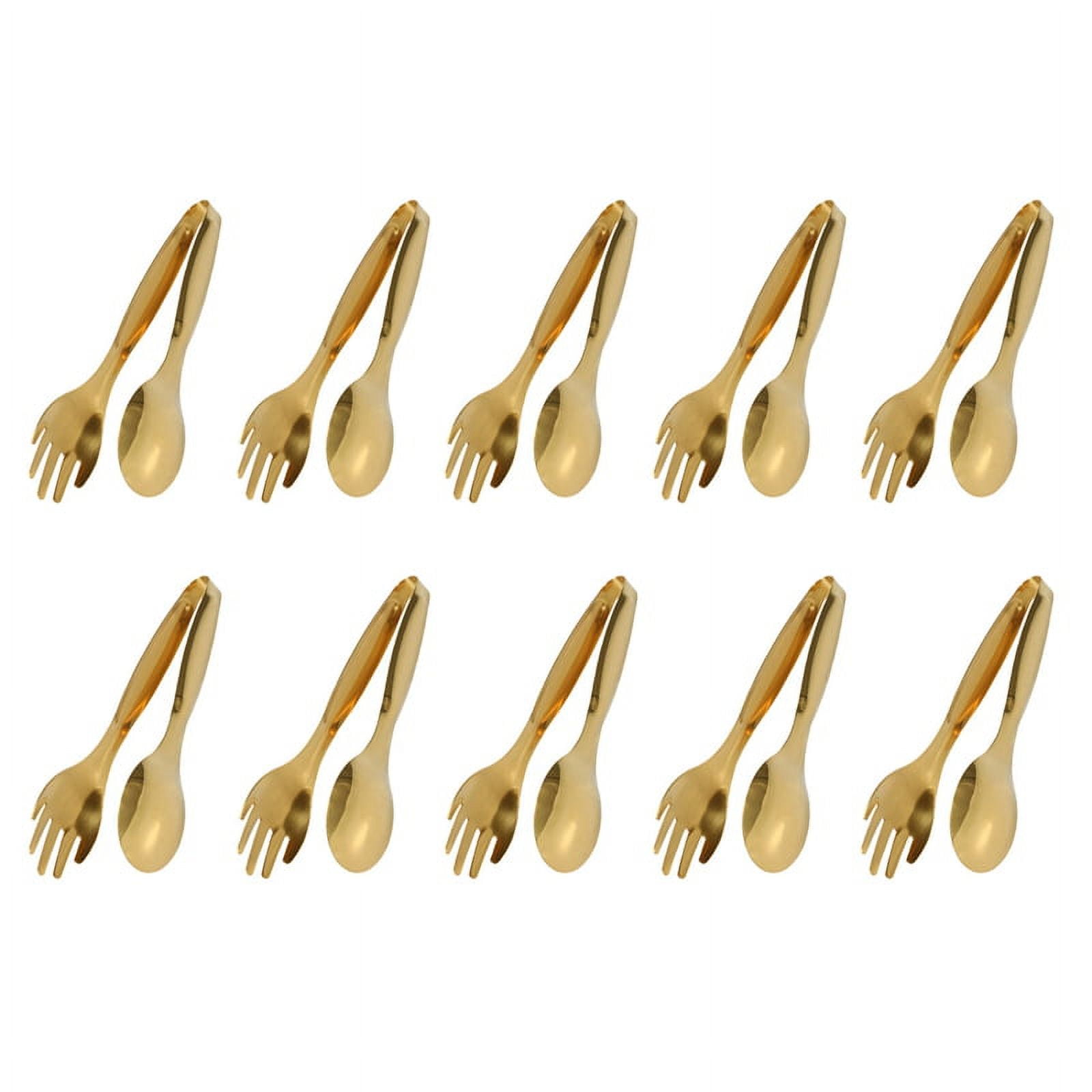 10X Stainless Steel Food Tongs Gold Kitchen Utensils Buffet Cooking ...