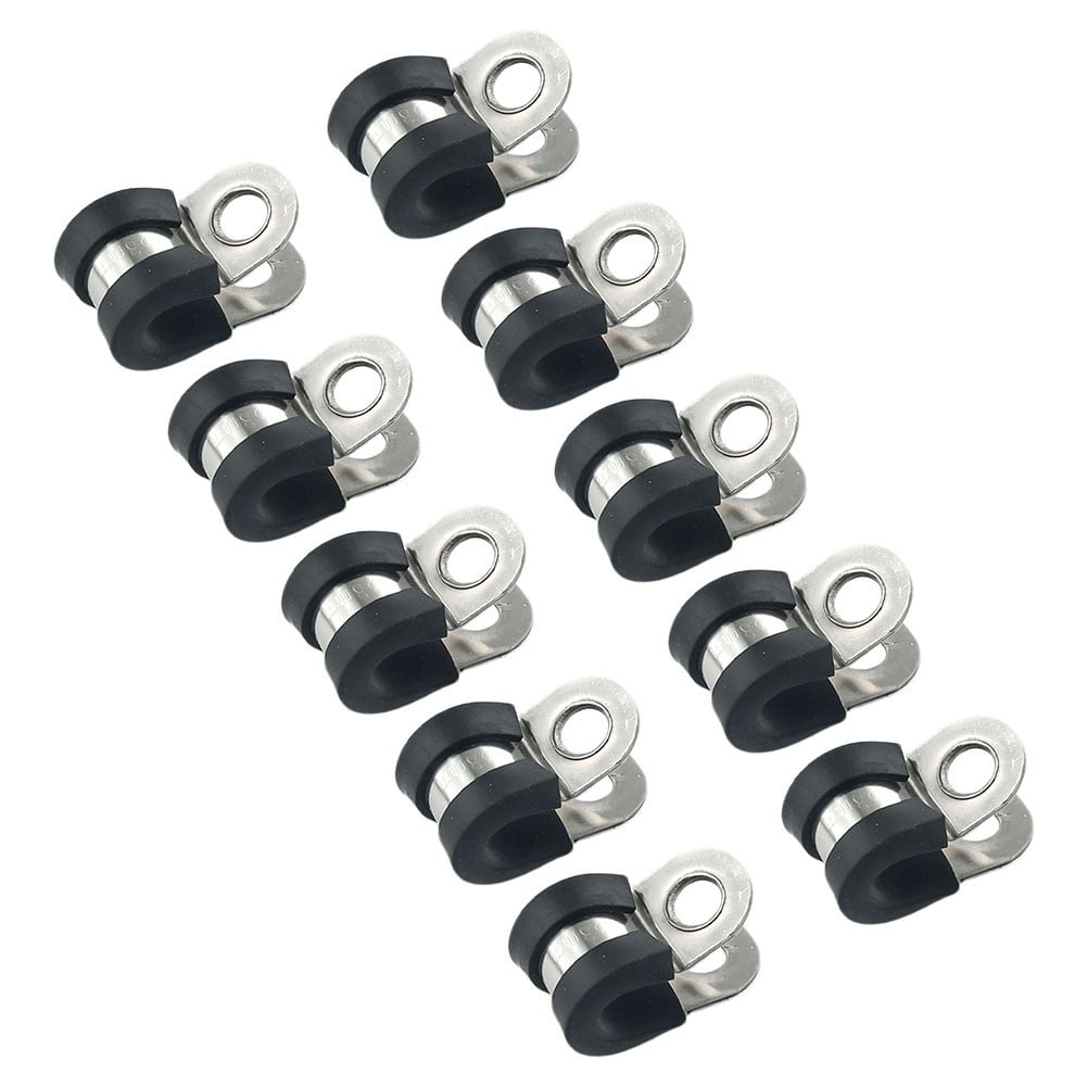 10X Stainless Steel Rubber Lined P Clips Hose Pipe Clamp Cable Mounting ...