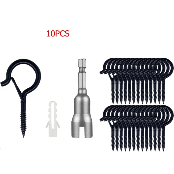 10X String Light Hooks With Spring Latch Windproof Plant Hangers Screw ...