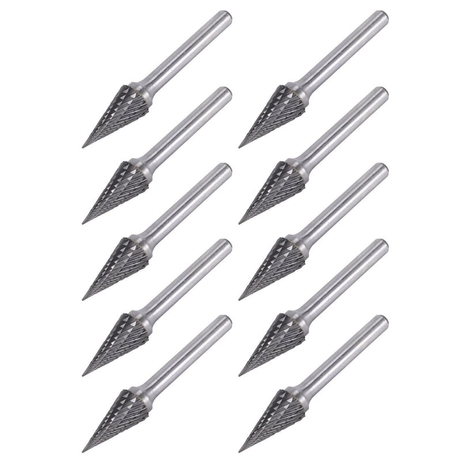 10X Tungsten Carbide Burr Pointed Cone Shape Double Cut Rotary Burrs ...