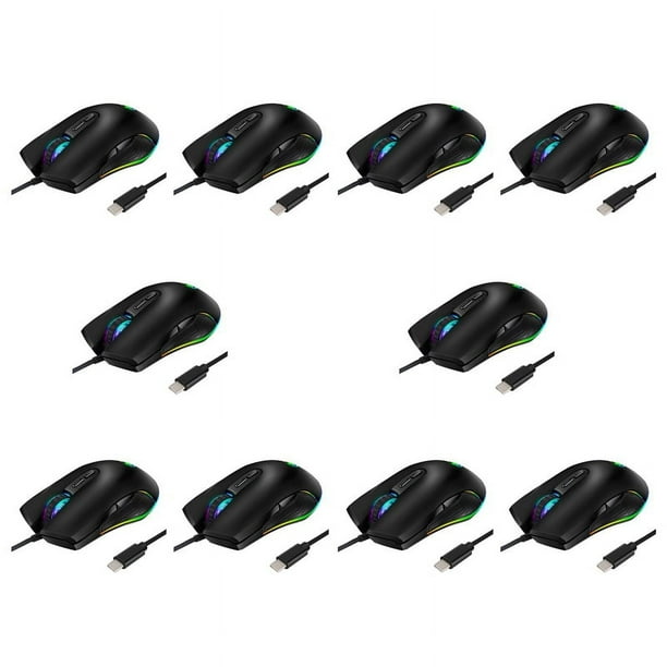 10X USB C Mouse Type C Ergonomic Wired Mouse RGB Gaming Mouse Optical Mouse - Walmart Business ...