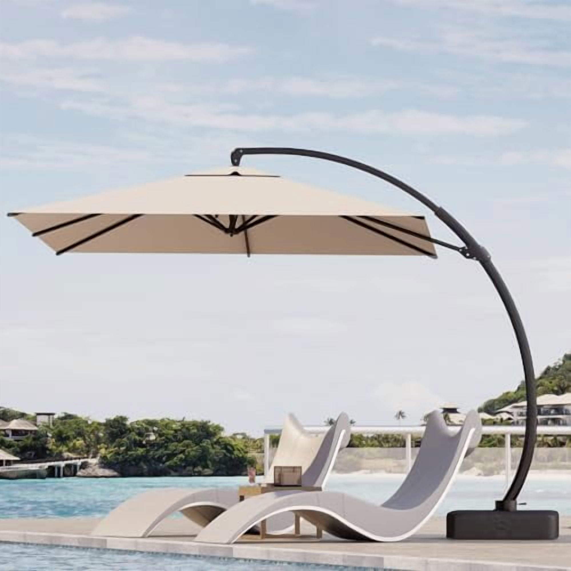 10X10 FT Offset Cantilever Patio Umbrella with Base Included, Large ...
