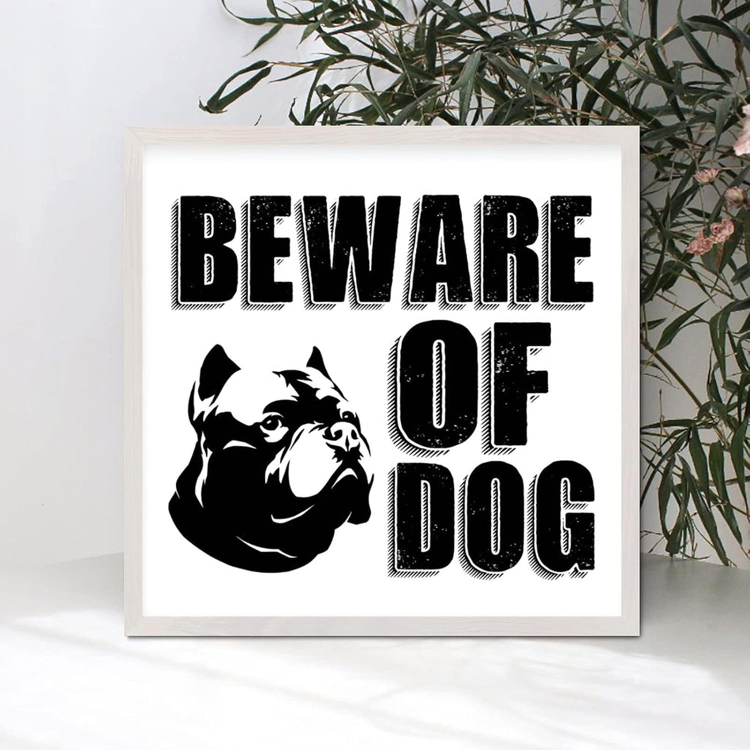 10X10 Inch Wood Sign With Life Positive Quote Beware Of Dogs Bible ...