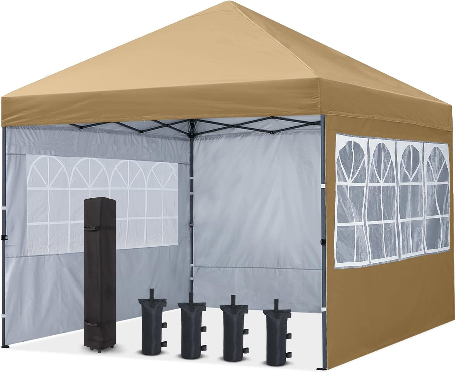 10X10Ft Pop Up Canopy Tent with Elegant Church Window Enclosed Instant ...