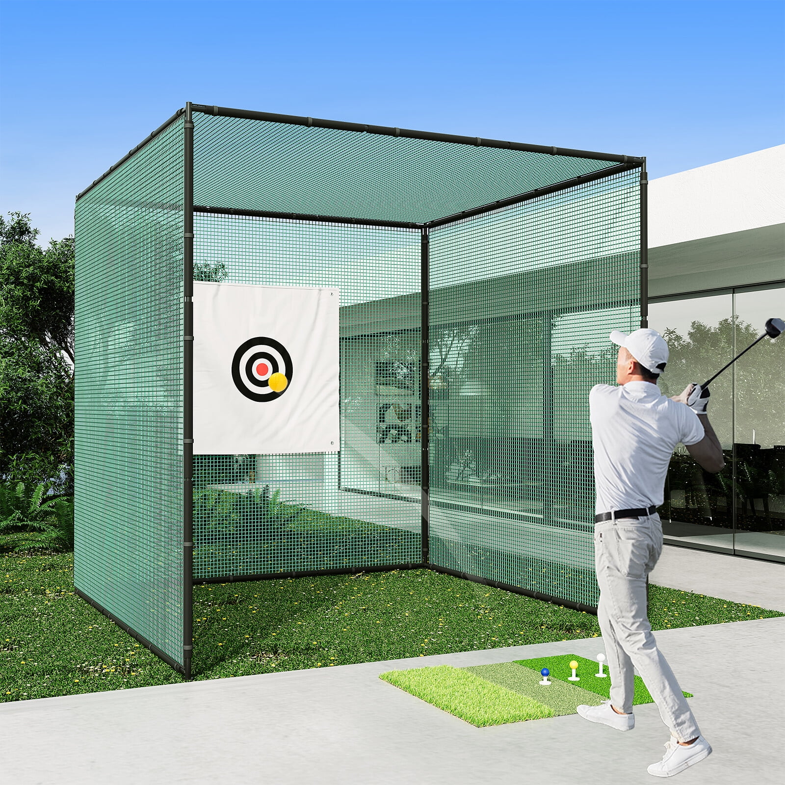 10X10X10FT Golf Driving Cage Practice Net For Swing Hitting Kit W ...