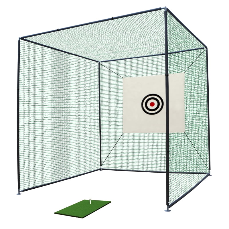 10X10X10FT Golf Practice Net Cage w/ Metal Frame Hitting Net Kit Indoor ...