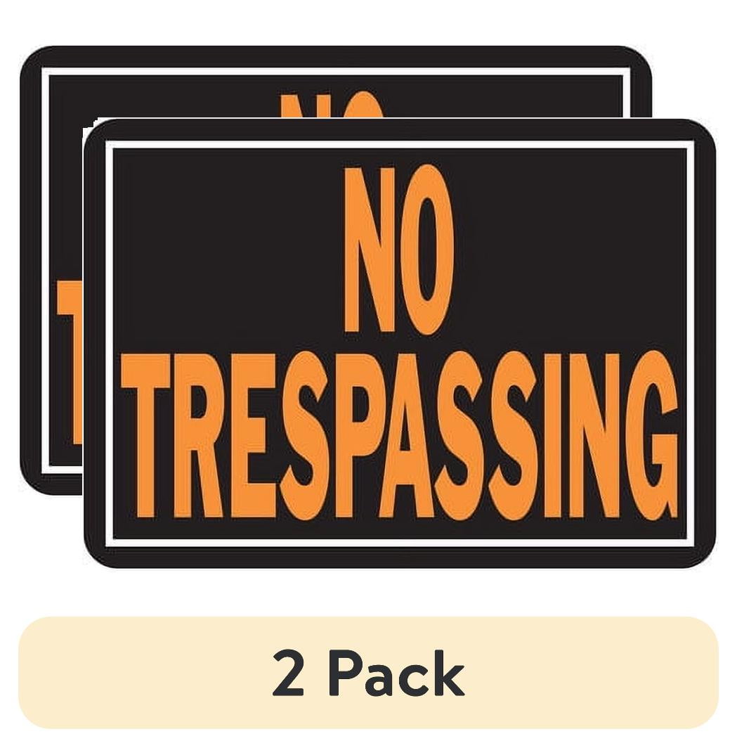 (2 pack) 10X14 No Trespass Sign, Orange & Black Aluminum Privacy Sign ...