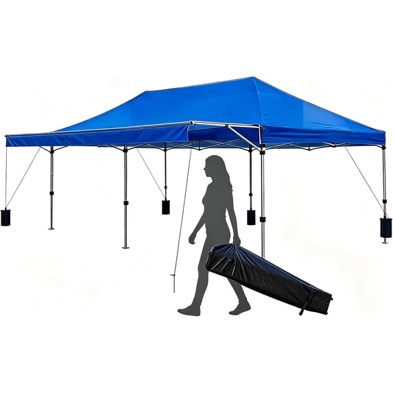 10X20FT Pop Up Canopy Tent, 3x6m One Push Setup Sun Shelter with Slant ...
