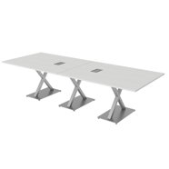 12' Modular Oval Conference Table With X Bases And Electric Units ...