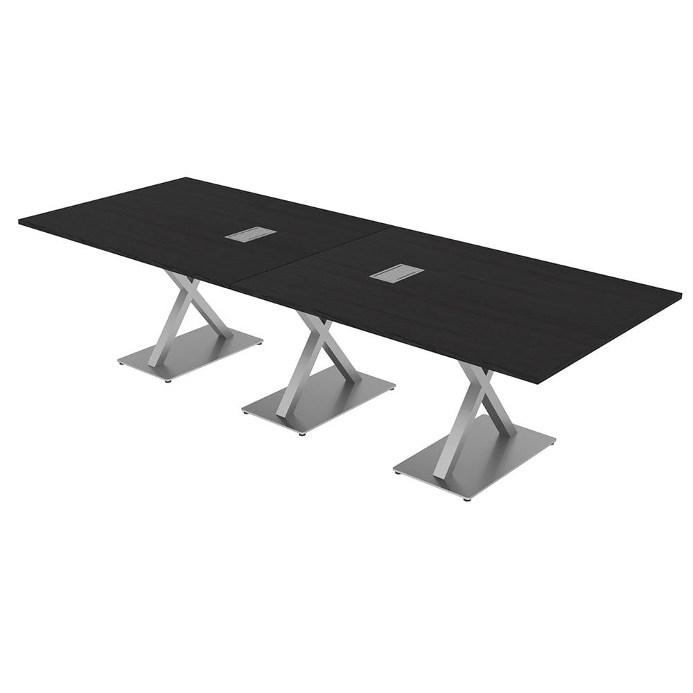 10X4 Modular Rectangular Conference Table With X Bases Power Modules ...