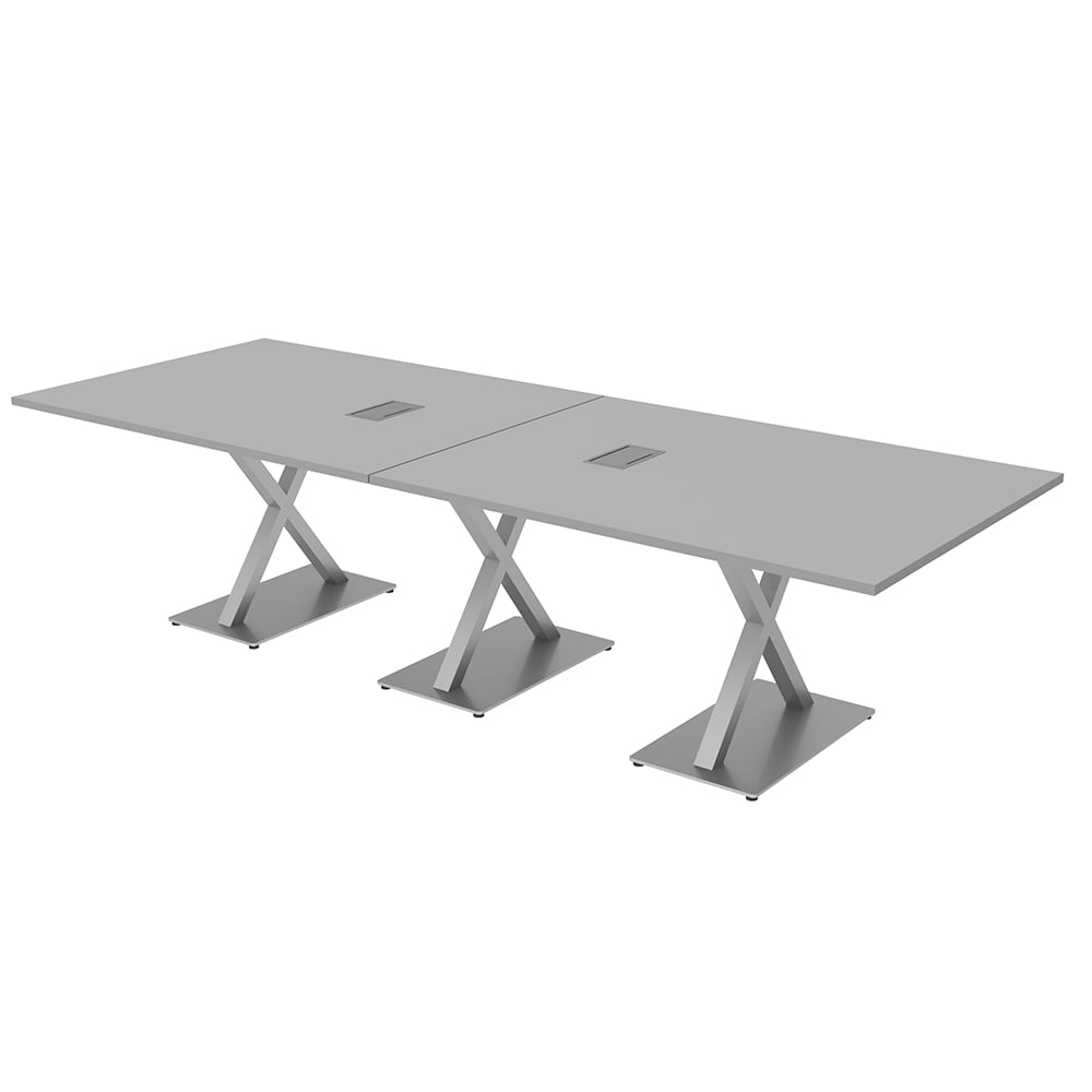 10X4 Modular Rectangular Conference Table With X Bases Power Modules ...