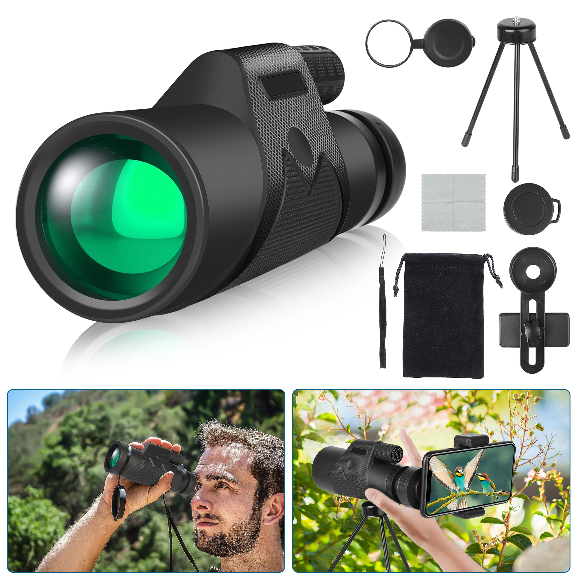 10X40 Monocular Telescope, TSV Waterproof HD Pocket Portable Monocular ...