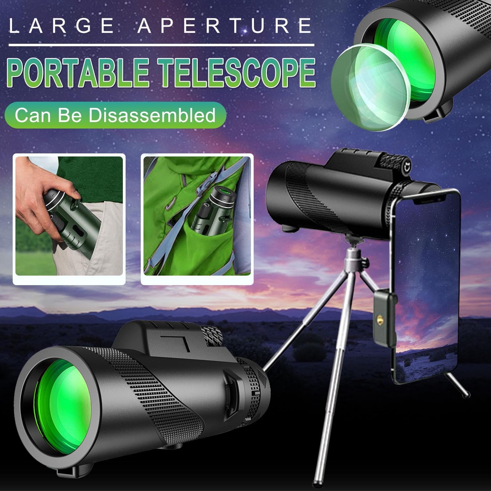 10X42 Monocular Telescope Phone Camera Day And Low Night Vision High ...