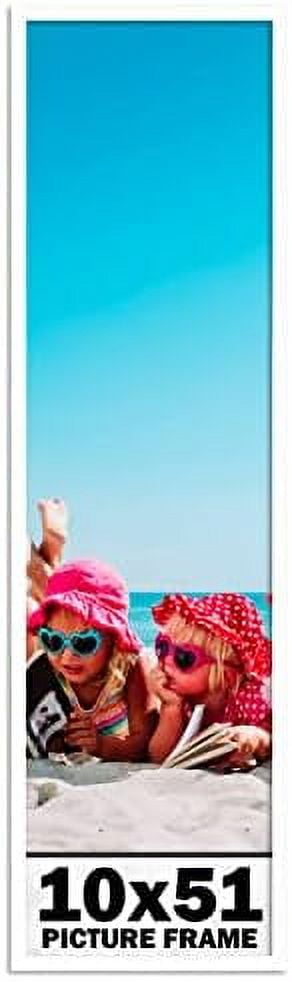 10X51 Frame White Solid Wood Picture Frame Includes UV Shatter Guard ...