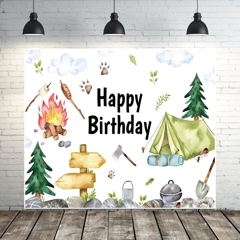 10X8 Feet Campsite Birthday Party Background, Tent Campfire Camping ...