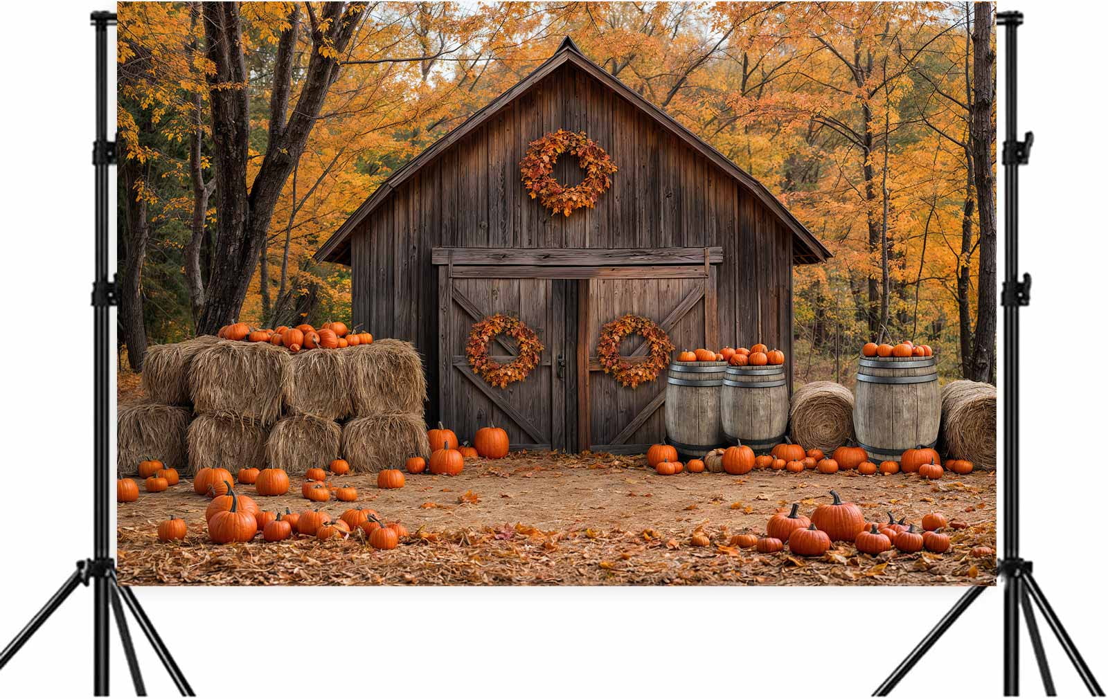 10X8ft Fall Barn Wood Door Photography Backdrop Autumn Western Forest ...