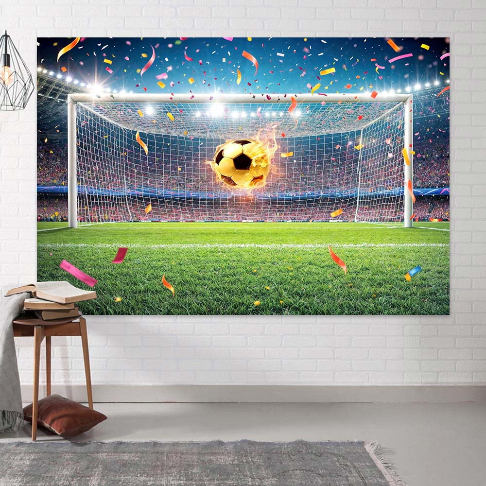 10X8ft Soccer Backdrop Banner Green Football Field Theme Wall Decor ...