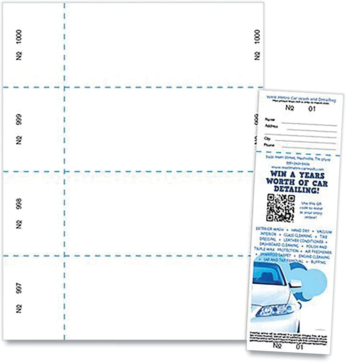 10X9WH Jumbo Micro-perforated Event/raffle Ticket, 90 Lb, 8.5 X 11 ...