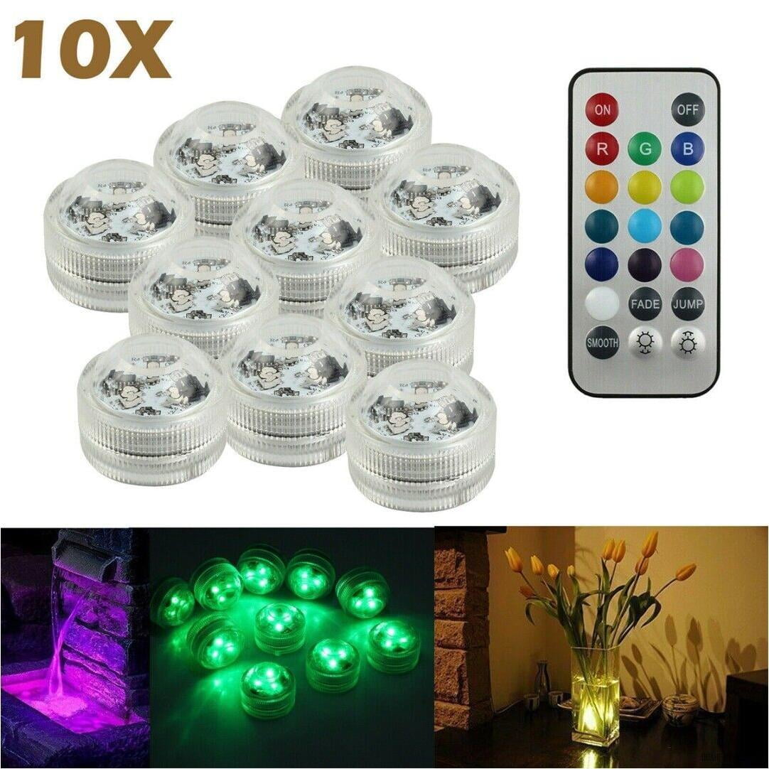 10Xremote Controlled RGB Submersible LED Lights Color Changing Battery ...