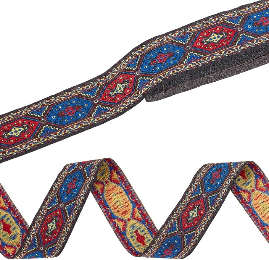 10Yard Boho Jacquard Ribbon 1.3 inch Woven Lace Trim Emobridered Woven ...