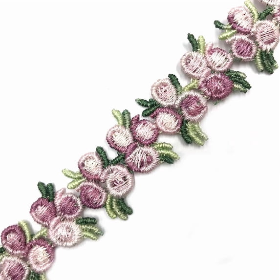 10Yard Flower Polyester Jacquard Ribbon for Garment Accessories Purple ...