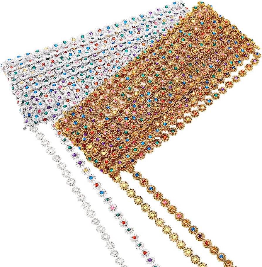 10Yards 2 Rolls Round Sequin Bead Strip Golden Silver Plastic Beaded ...